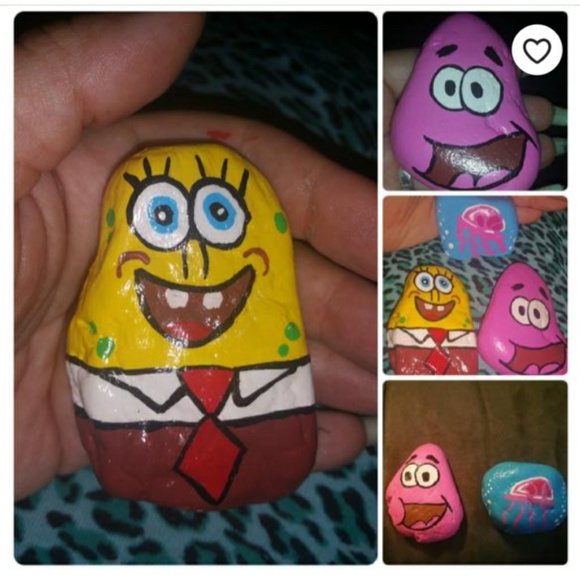 Accents | Spongebob Ooak Painted Rock Home Decor Garden Art | Poshmark
